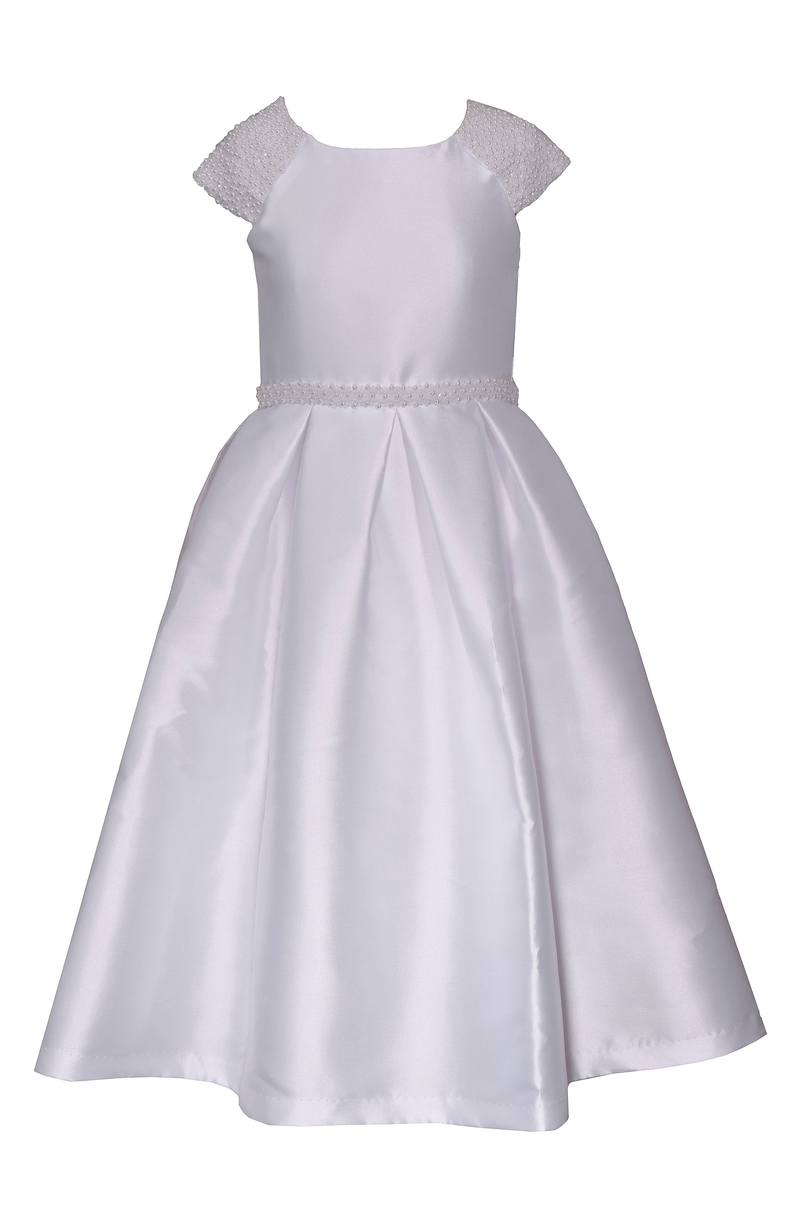Iris & Ivy Kids' Imitation Pearl Cap Sleeve First Communion Dress ...