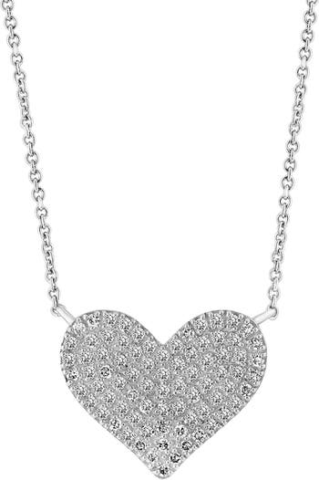EFFY Sterling Silver Pavé Diamond Heart Pendant Necklace - 0.31ct ...