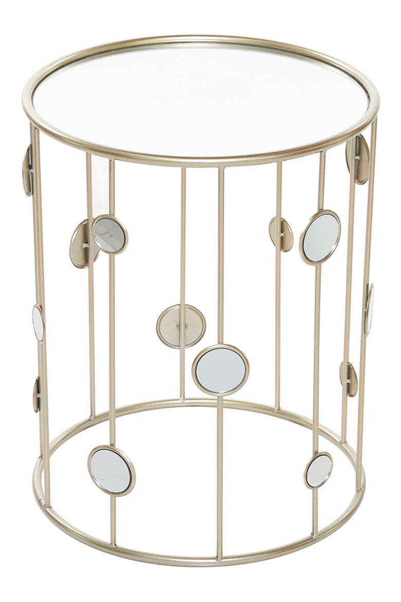 VIVIAN LUNE HOME Goldtone Metal Contemporary Accent Table with Mirrored ...