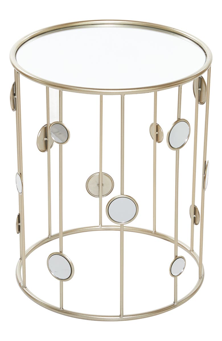 VIVIAN LUNE HOME Goldtone Metal Contemporary Accent Table with Mirrored ...