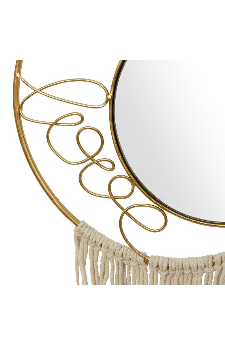 Novogratz Gold Metal Handmade Dream, Love Wall Mirror with Fringe ...