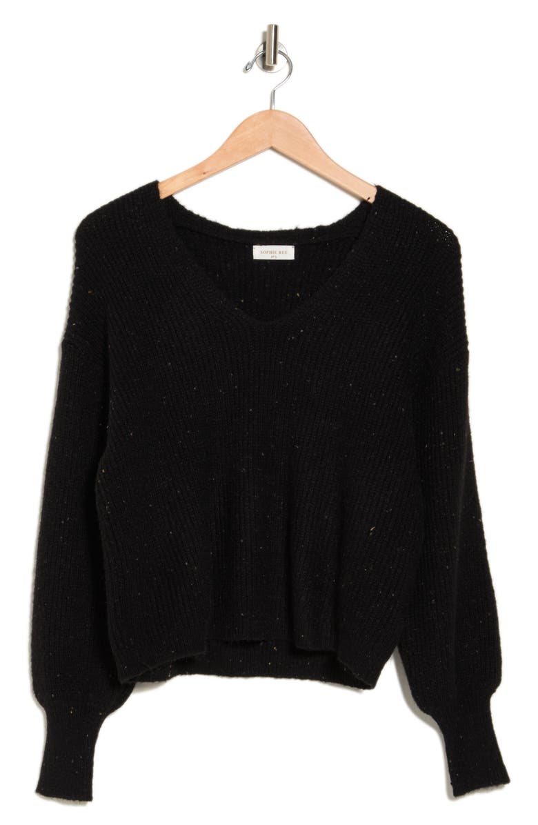 Sophie Rue Flecked V-Neck Balloon Sleeve Sweater | Nordstromrack