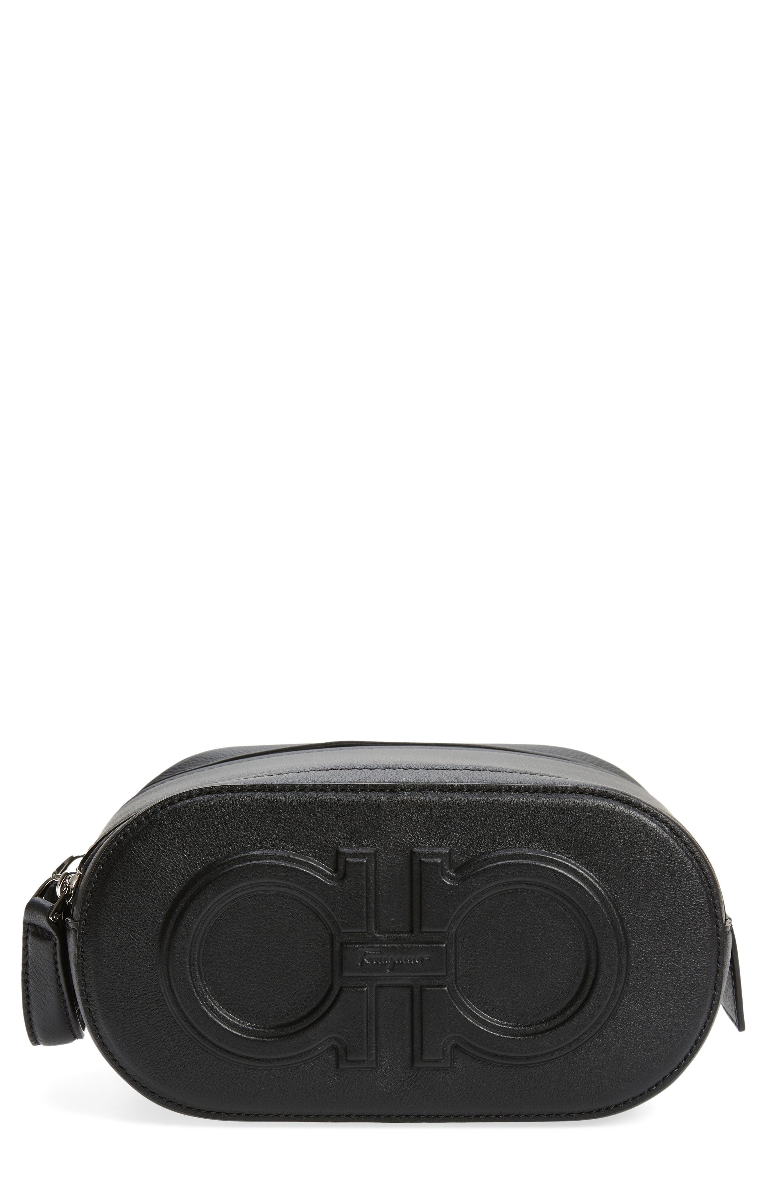 FERRAGAMO Double Gancio Embossed Leather Dopp Kit | Nordstromrack