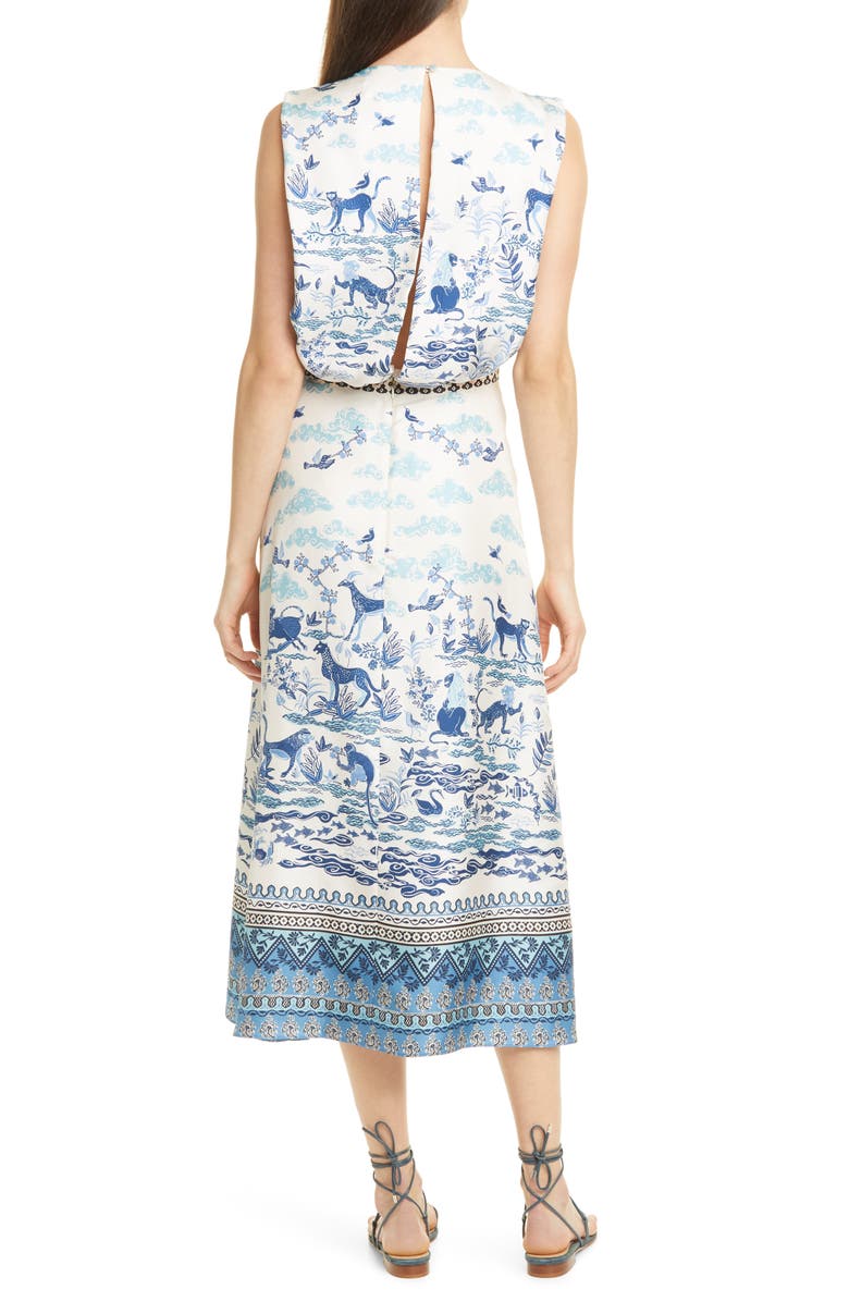 SALONI Fleur Print Split Back Silk Dress | Nordstrom