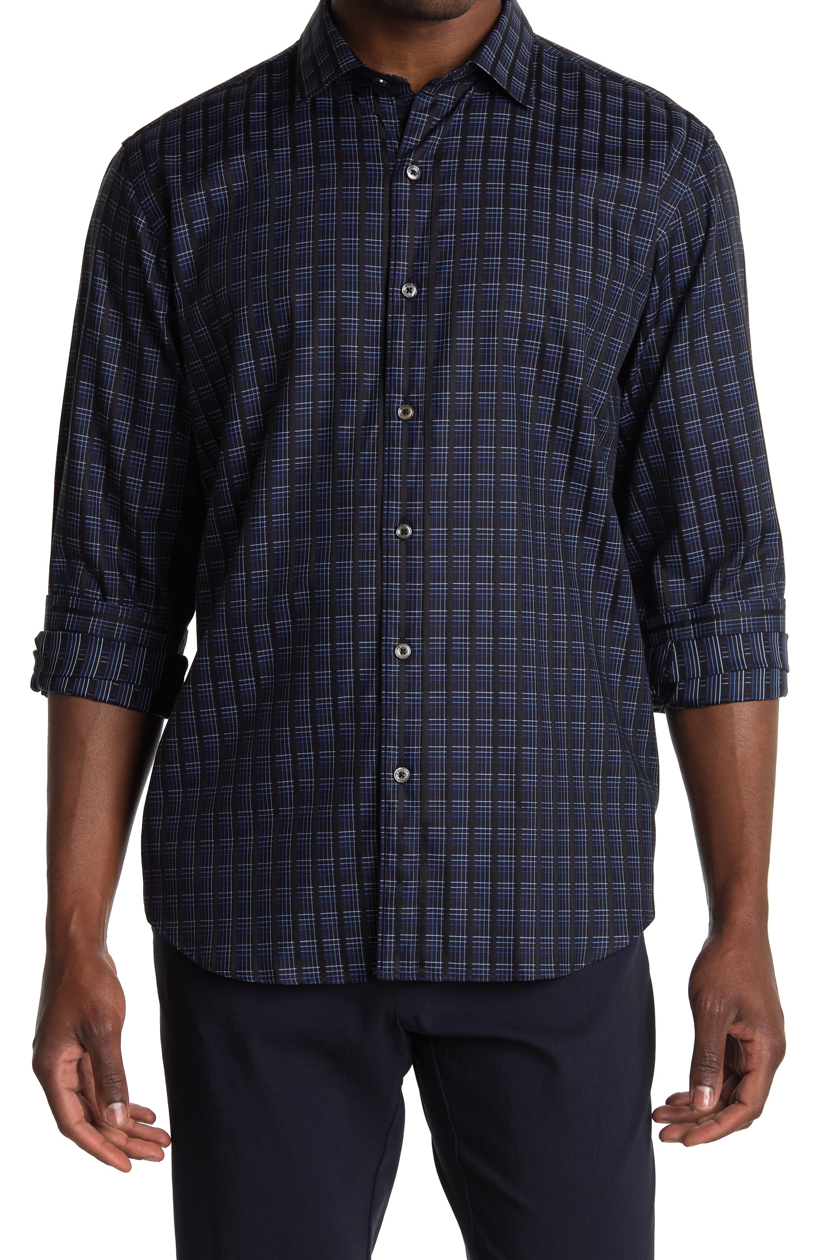 Bugatchi Grid Print Classic Fit Shirt | Nordstromrack