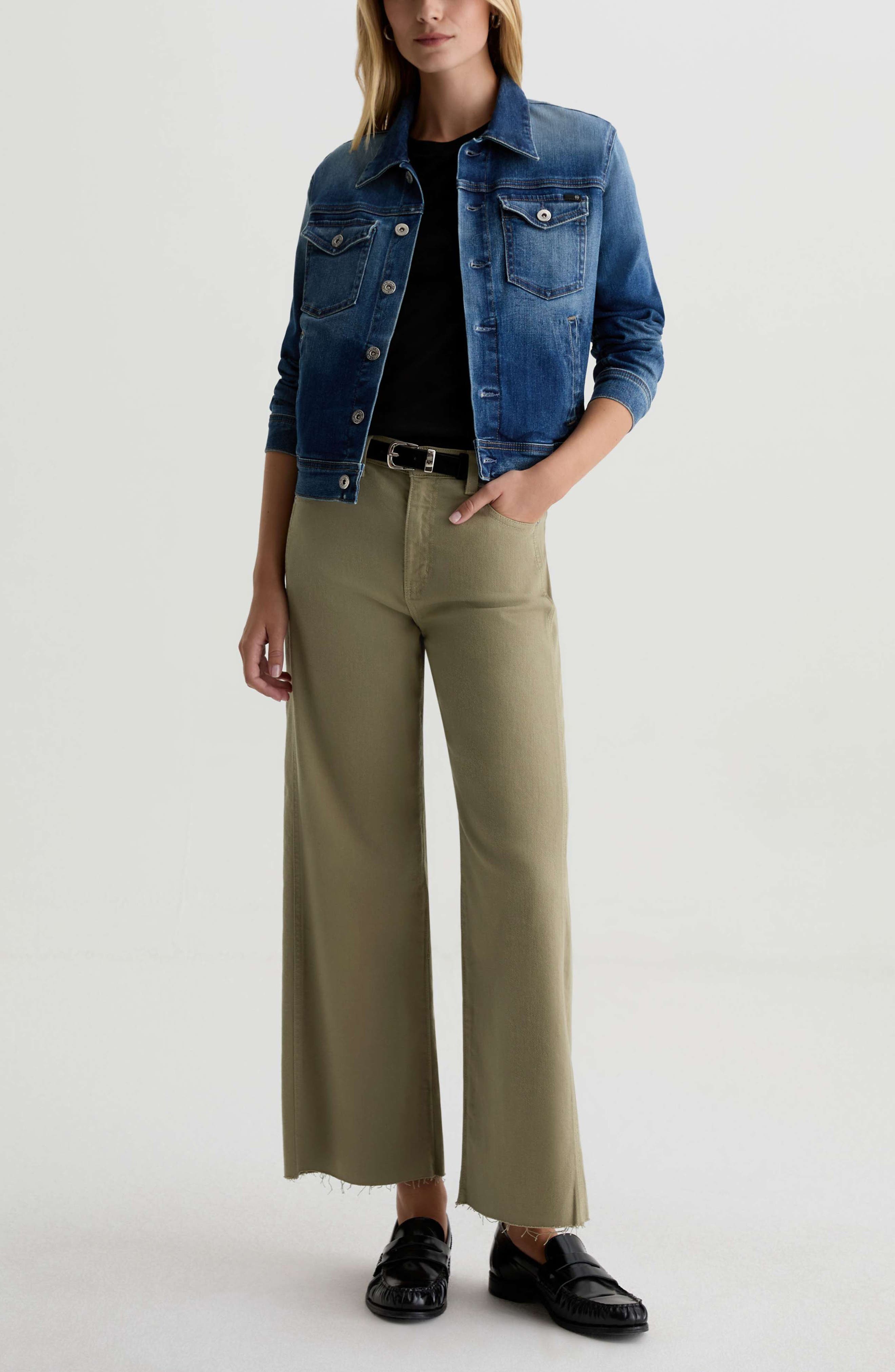 AG Saige Raw Hem Paneled Ankle Wide Leg Jeans | Nordstrom