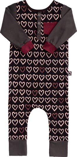 RAGS TO RACHES RAGS Licorice Heart Henley Romper | Nordstromrack