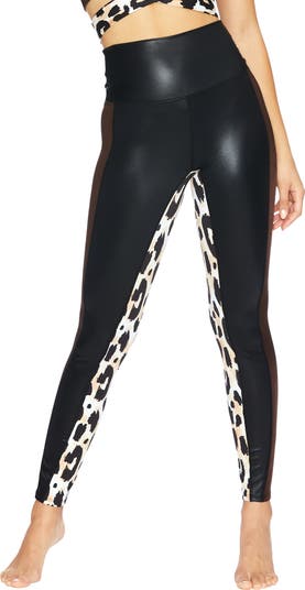 Beach Riot Spot Leopard & Mesh Faux Leather Leggings | Nordstromrack