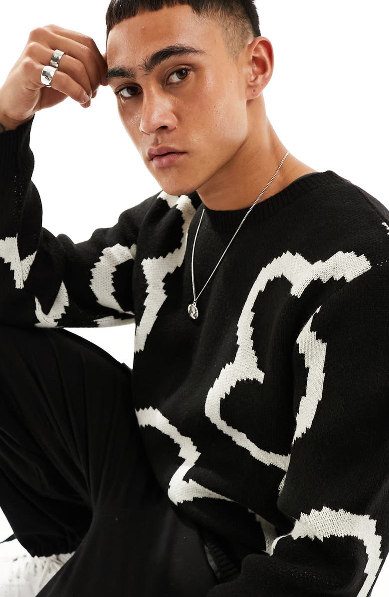 ASOS DESIGN Digital Flowers Oversize Sweater | Nordstromrack