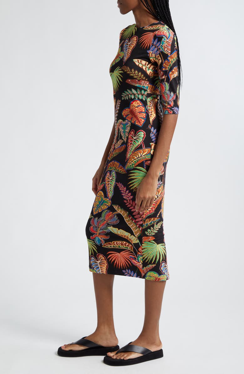 FARM Rio Cool Foliage Elbow Sleeve Jersey Midi Dress | Nordstromrack