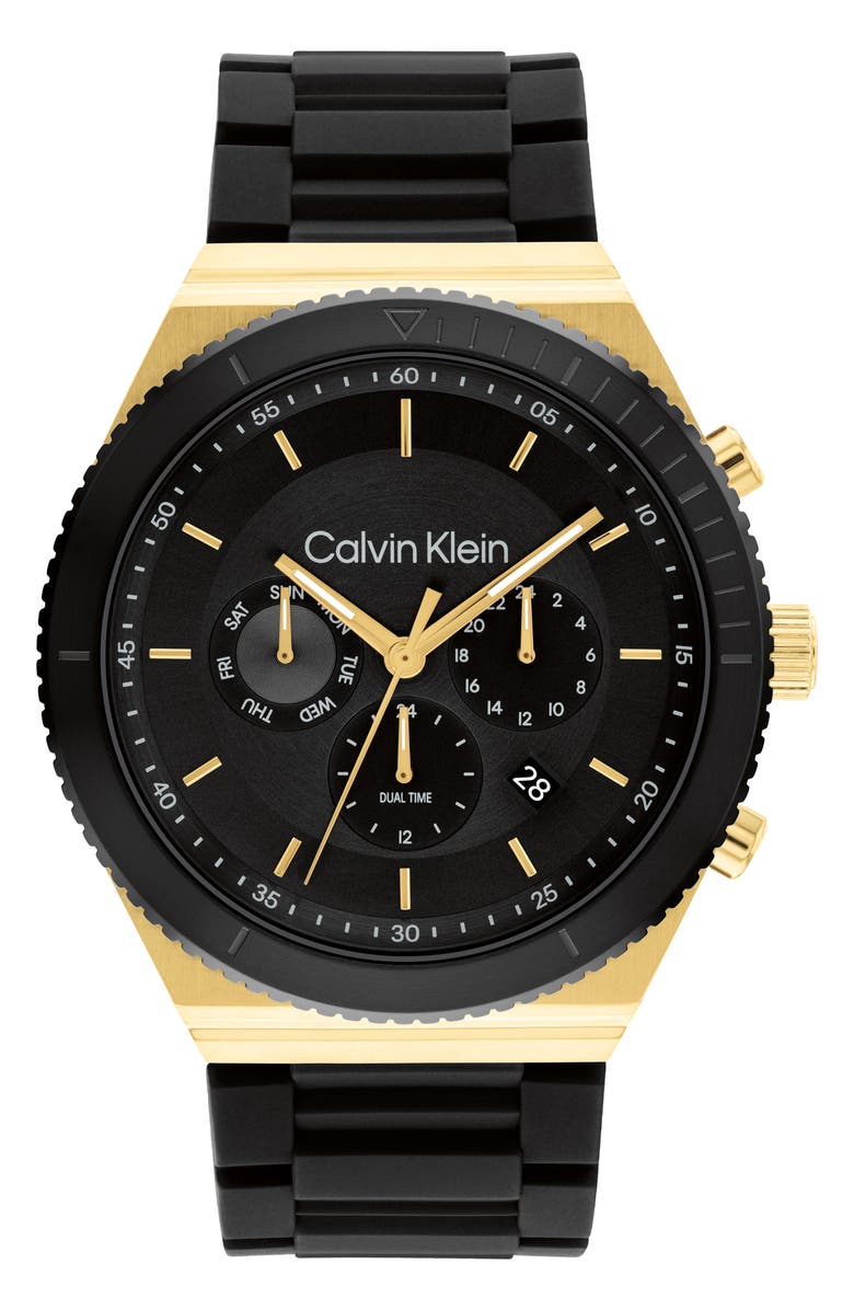 Calvin Klein Chronograph Silicone Strap Watch, 44.3mm | Nordstrom