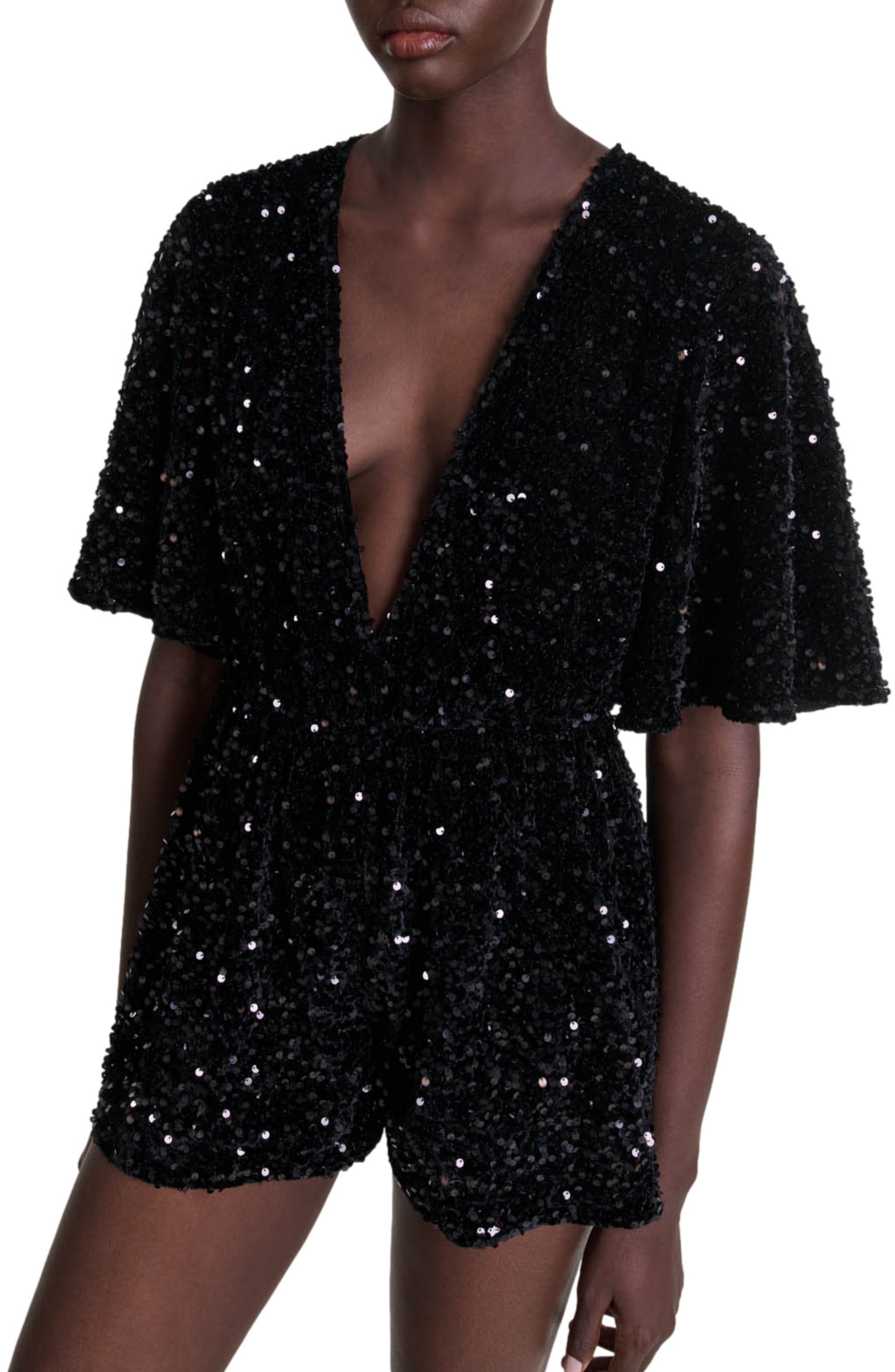 maje Sequinned velvet playsuit | Nordstrom