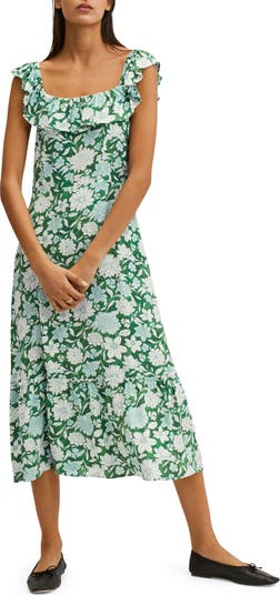 MANGO Floral Ruffle Neck Sundress | Nordstrom