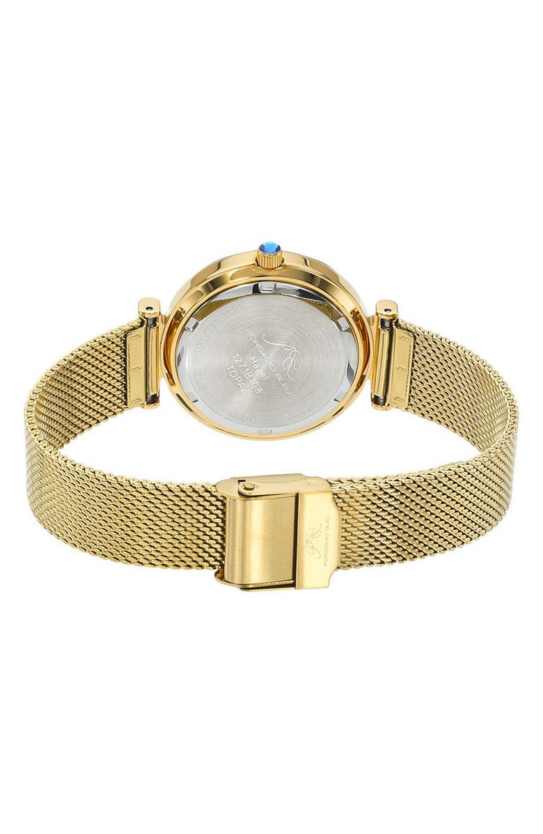PORSAMO BLEU Hazel White Topaz Mother of Pearl Dial 3-Hand Quartz Mesh ...