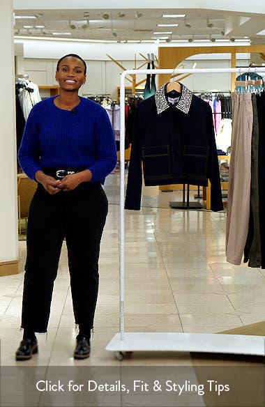 Veronica Beard Barrington Crystal Collar Denim Jacket | Nordstromrack