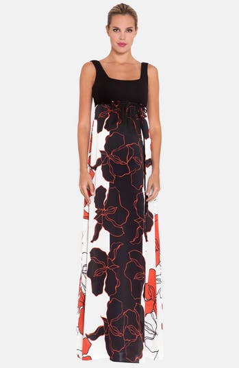 Olian Print Empire Waist Maternity Maxi Dress | Nordstrom