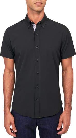 CONSTRUCT Slim Fit Solid Four-Way Stretch Performance Short Sleeve ...