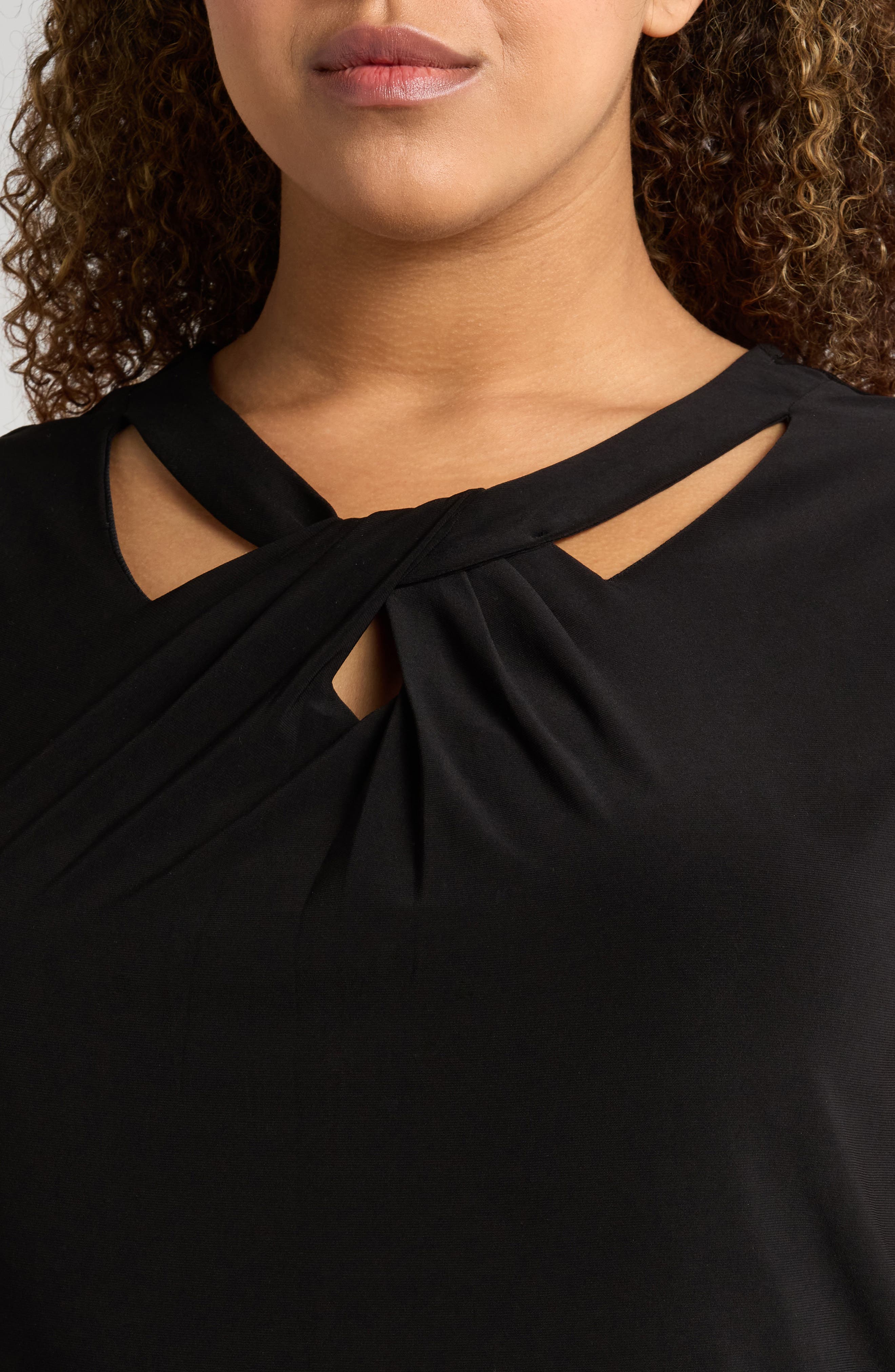 KASPER Cap Sleeve Criss-Cross Detail Jersey Top | Nordstrom