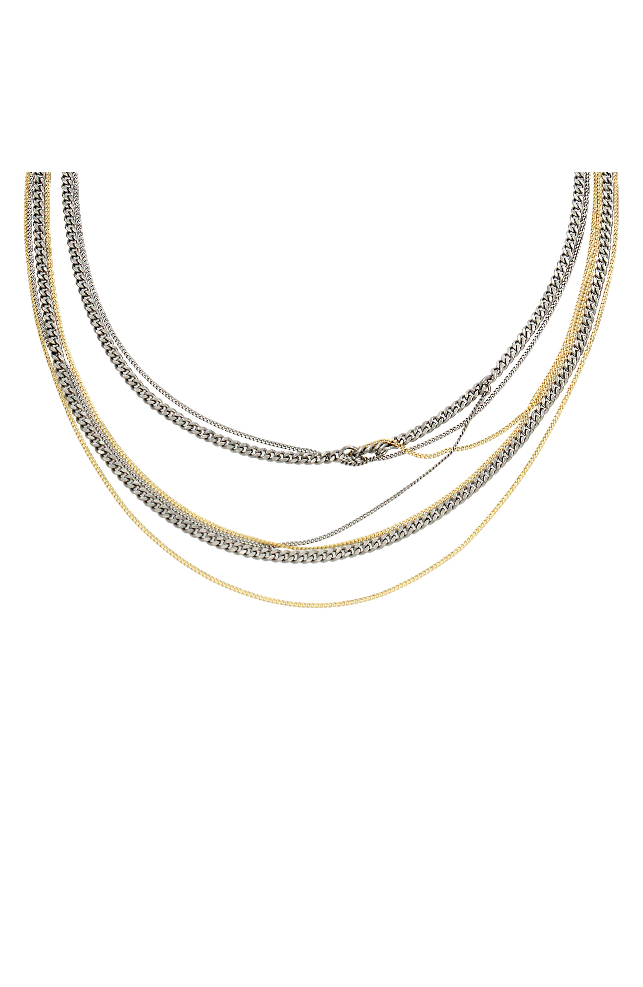 AllSaints Two-Tone Layered Chain Necklace | Nordstromrack