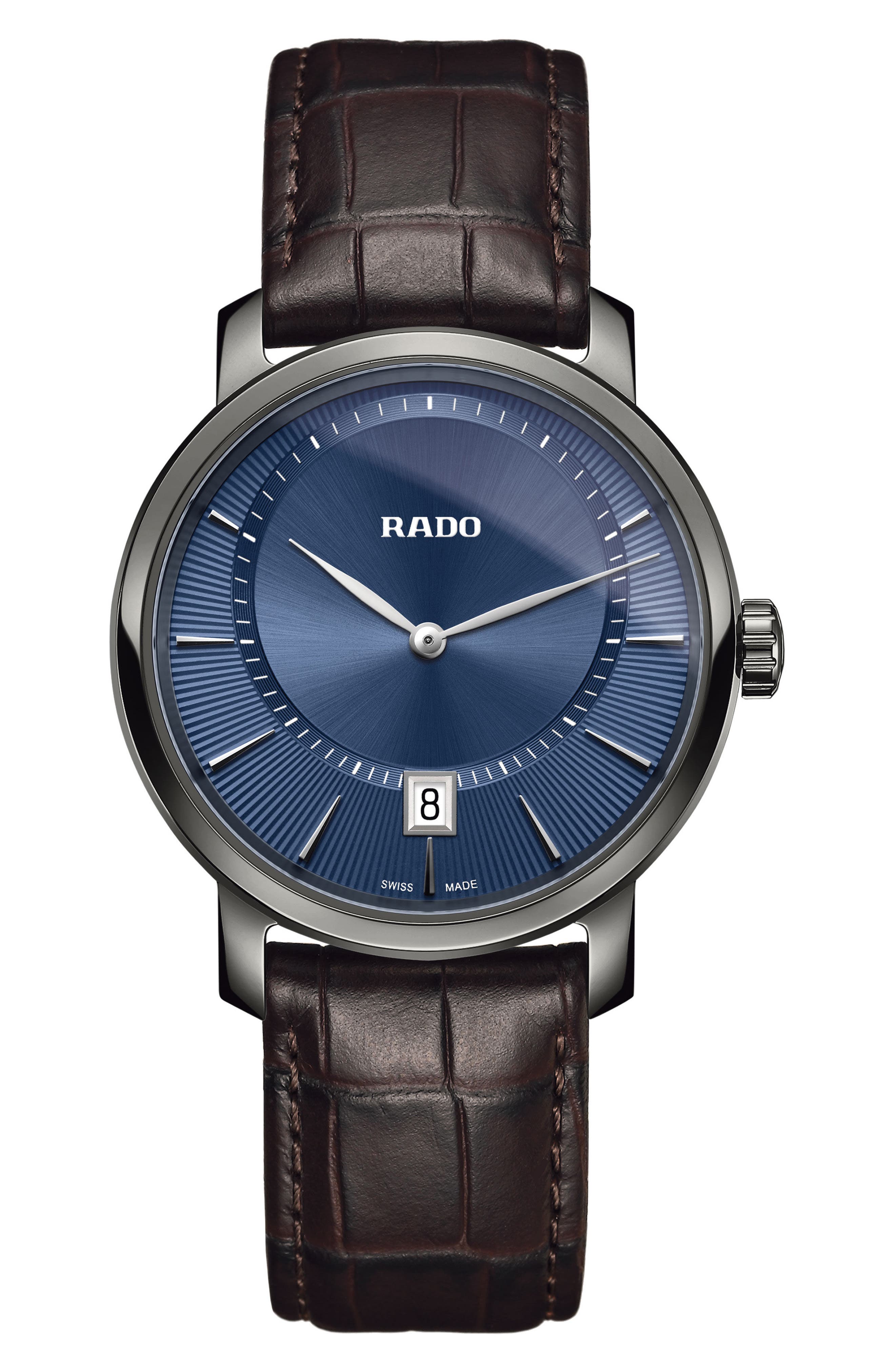 RADO Men's Diamaster Croc Embossed Leather Watch, 40mm | Nordstromrack