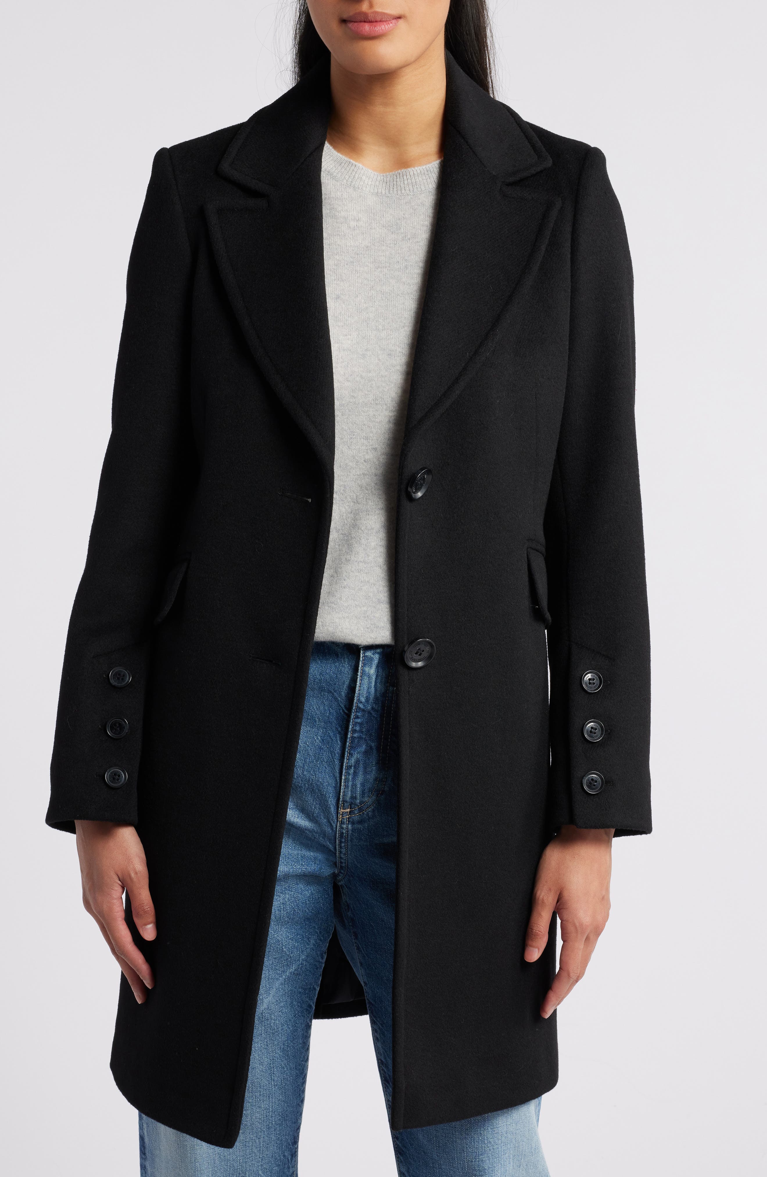 Sam Edelman Reefer Single Breasted Wool Blend Twill Jacket | Nordstrom