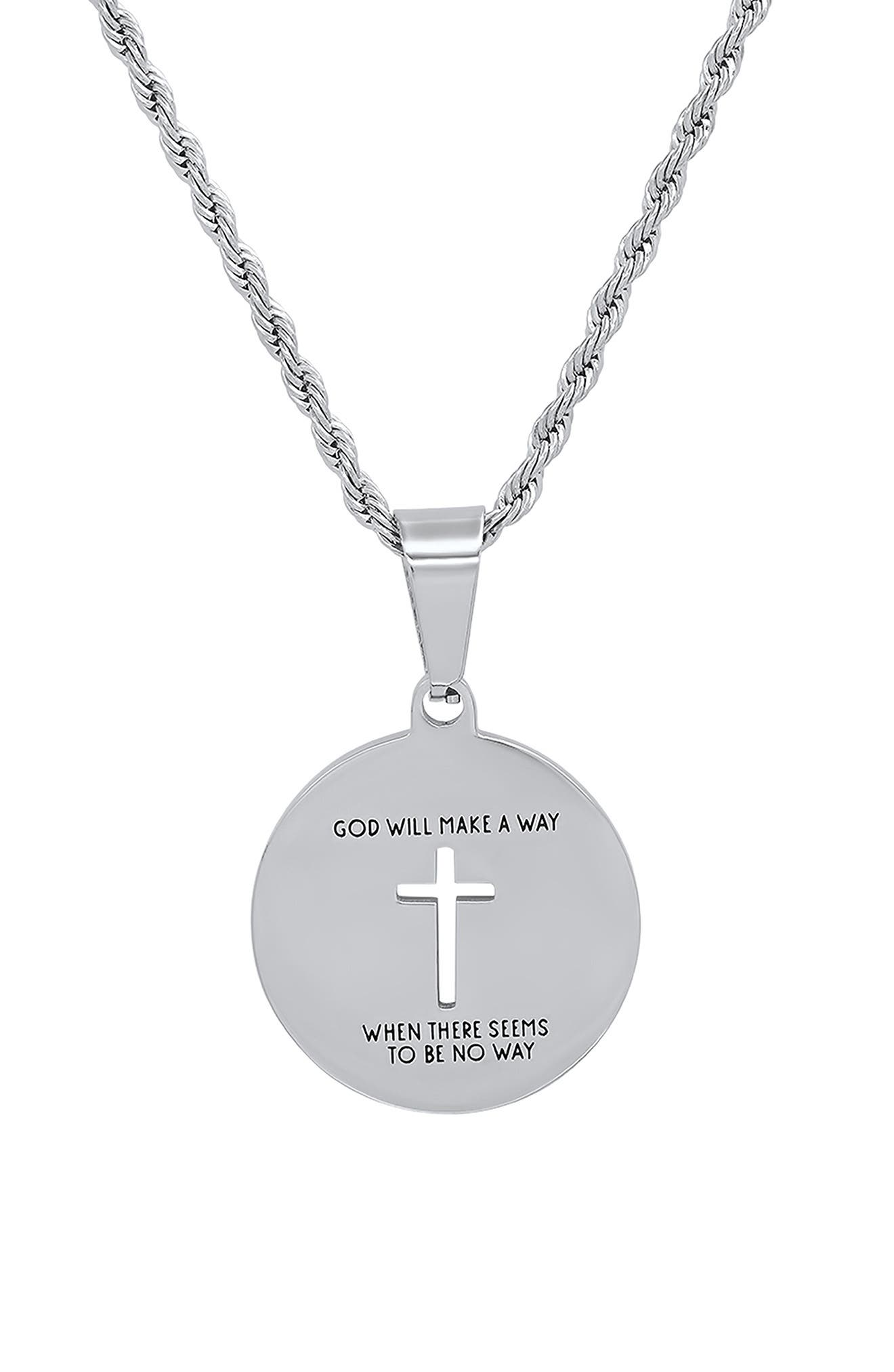 HMY JEWELRY Stainless Steel Cross Pendant Necklace | Nordstromrack