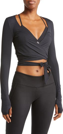 Alo Escalate Long Sleeve Wrap Crop Top | Nordstromrack