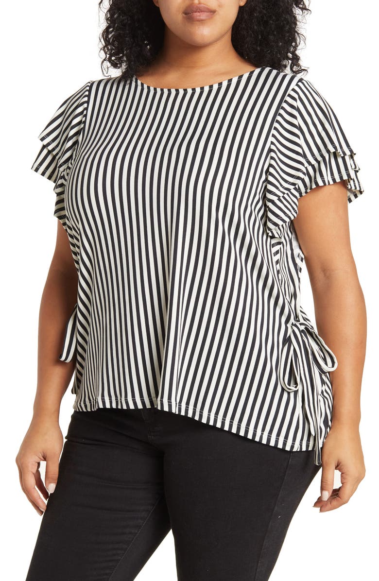 Bobeau Double Ruffle Sleeve Side Tie Top | Nordstromrack