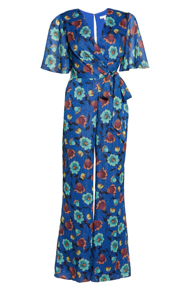 Harlyn Floral Flutter Sleeve Tie Waist Jumpsuit | Nordstromrack
