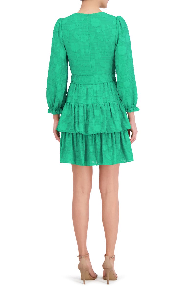 Eliza J Floral Appliqué Long Sleeve Tiered Dress | Nordstrom