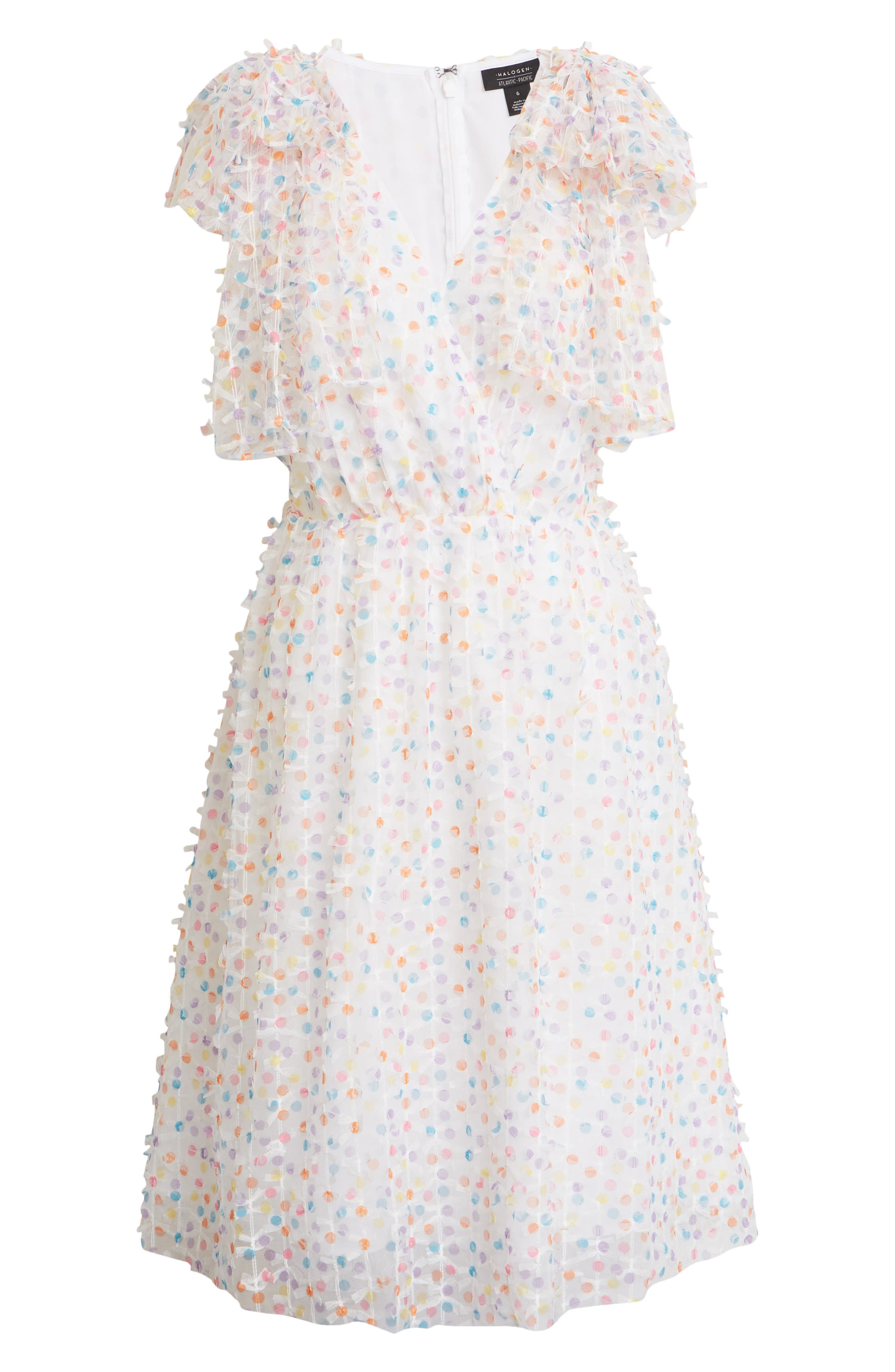 Halogen® x Atlantic-Pacific Bow Shoulder Textured Dot Dress | Nordstromrack