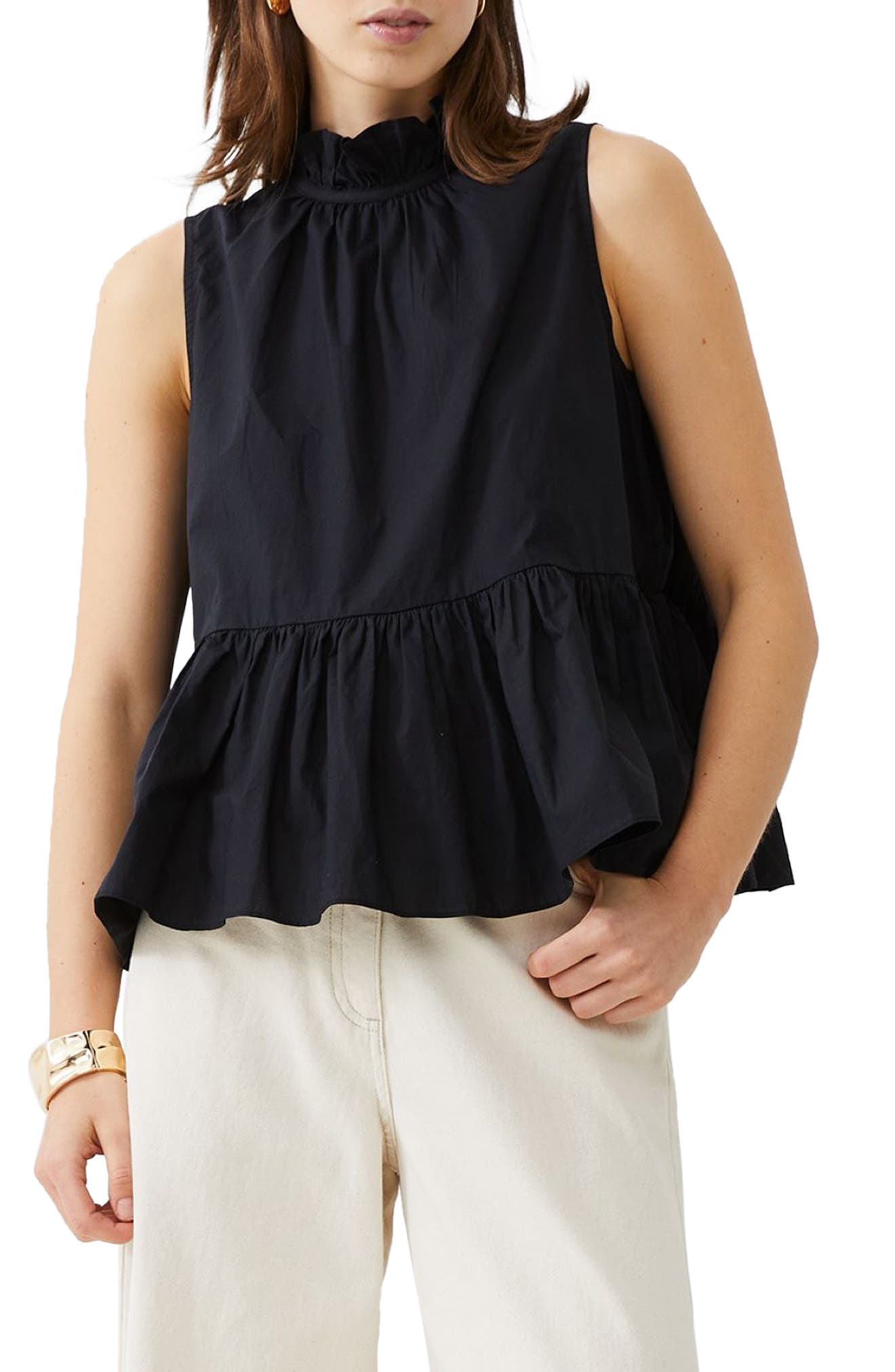 French Connection Rhodes Peplum Poplin Top | Nordstrom