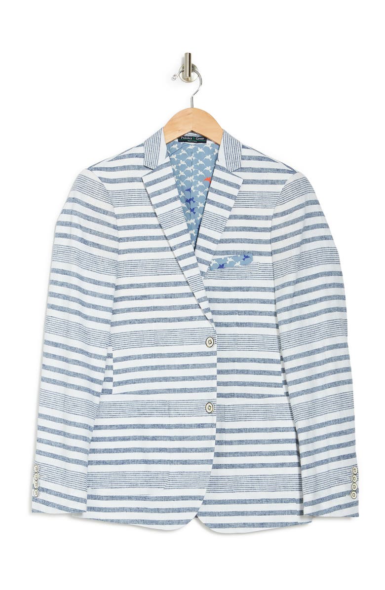 PAISLEY AND GRAY Dover Stripe Print Two Button Notch Collar Jacket ...