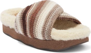 Chloé Wavy Genuine Shearling Lined Slide Sandal (Women) | Nordstromrack