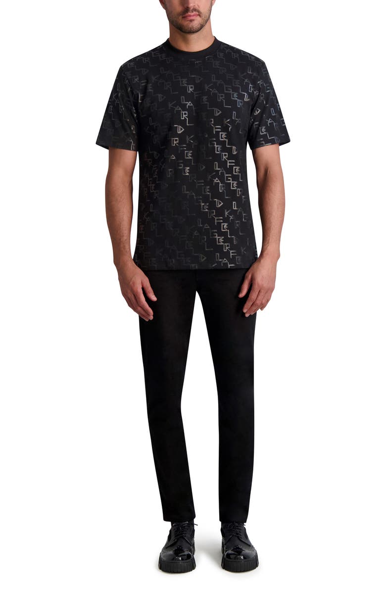 Karl Lagerfeld Paris White Label Allover Logo Organic Cotton T-Shirt ...
