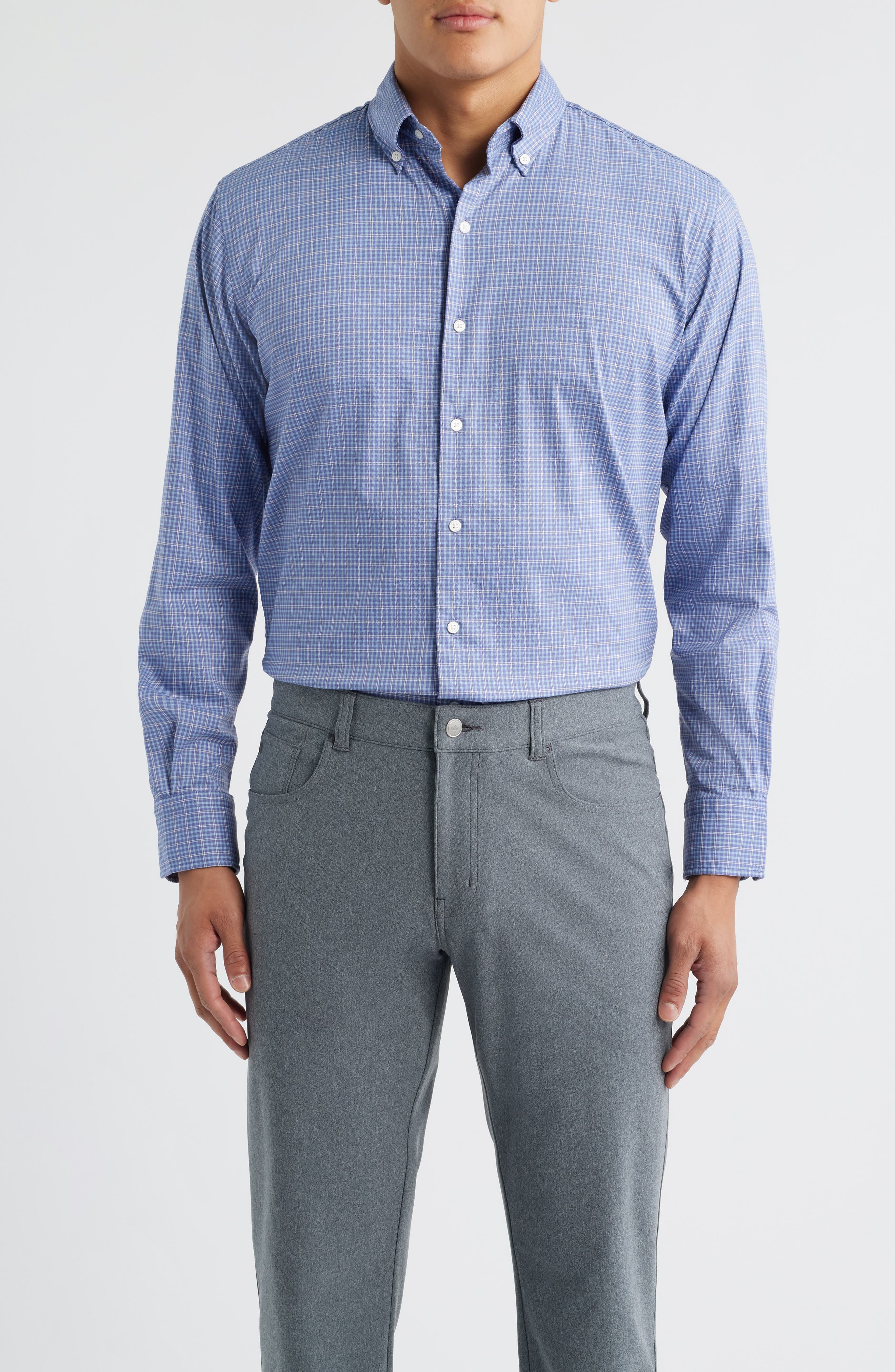 Peter Millar Stowe Crown Lite Check Performance Twill Button-Down Shirt ...