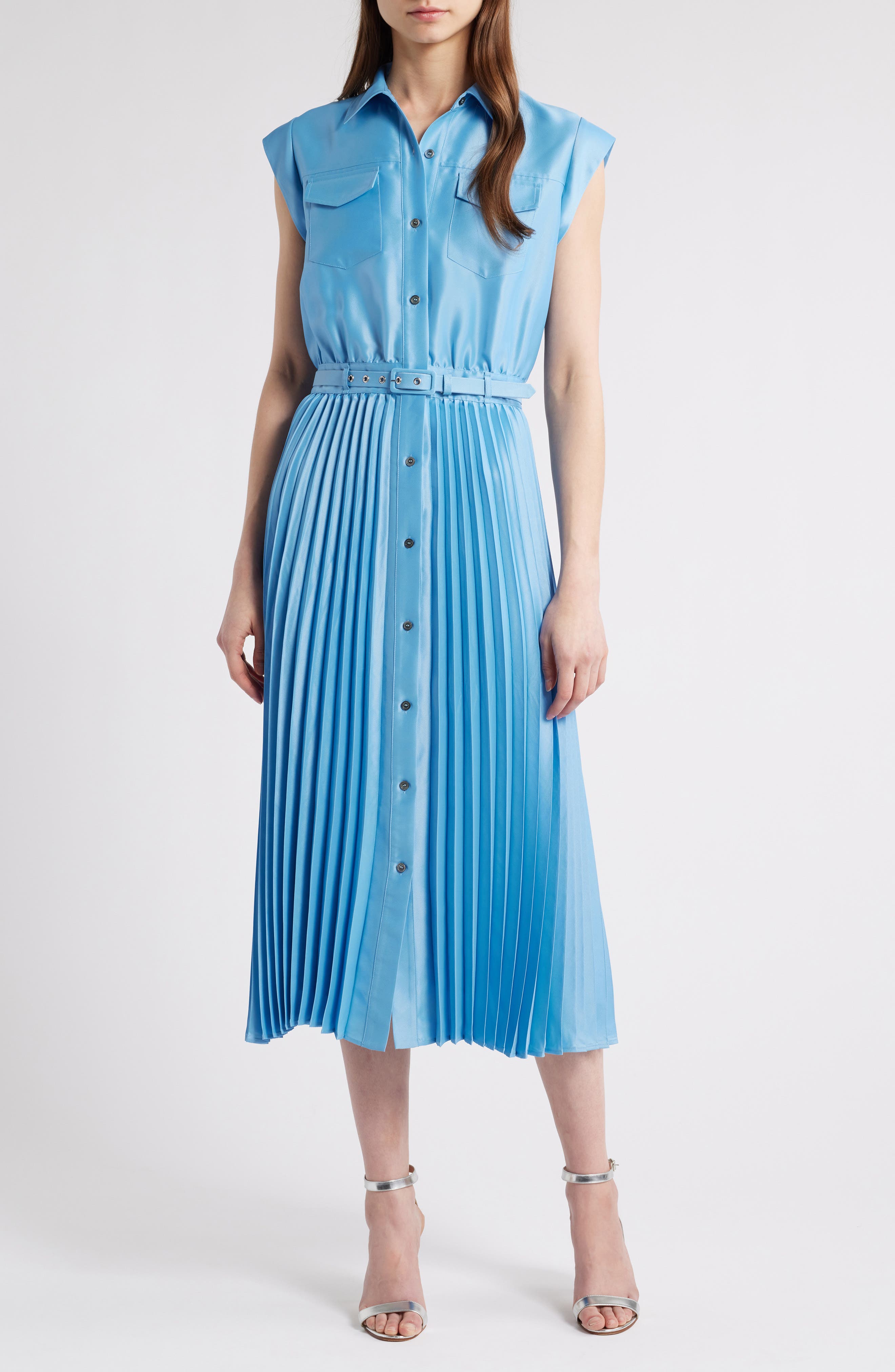 Elie Tahari The Natalyia Pleated Belted Maxi Dress | Nordstrom