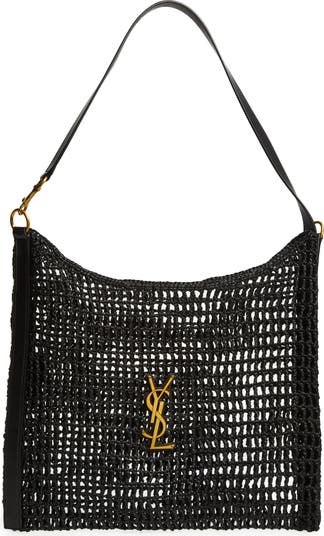 Saint Laurent Oxalis Raffia Macramé Shoulder Bag | Nordstrom