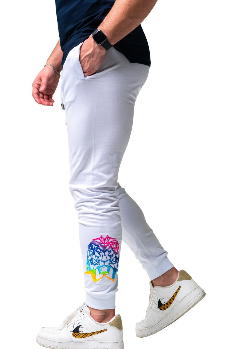Maceoo Neon Rainbow Lion Embroidered Stretch Cotton Joggers | Nordstrom
