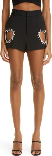 Area Crystal Heart Cutout Shorts | Nordstrom