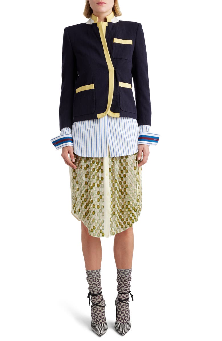 Dries Van Noten Contrast Trim Wool Blend Jacket | Nordstrom