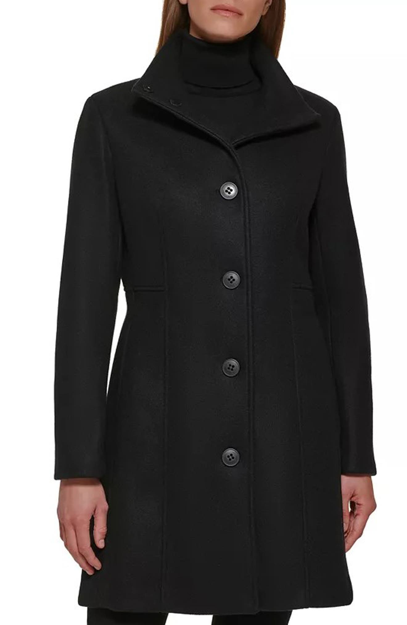 Calvin Klein Stand Collar Felted Coat | Nordstromrack