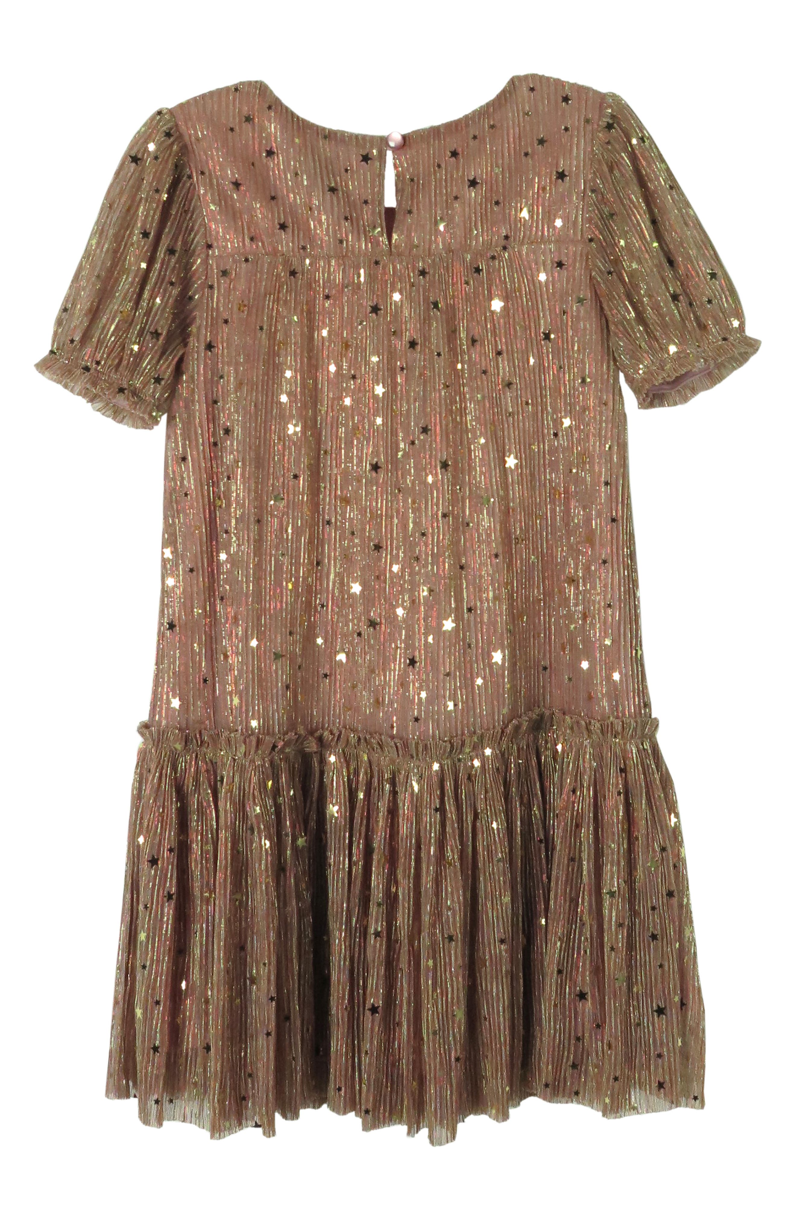 Zunie Kids' Plissé Metallic Star Print Dress | Nordstromrack