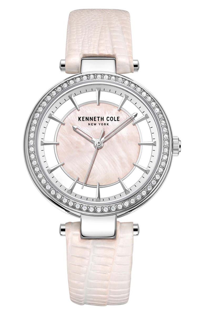 Kenneth Cole Transparency Leather Strap Watch, 34mm | Nordstromrack