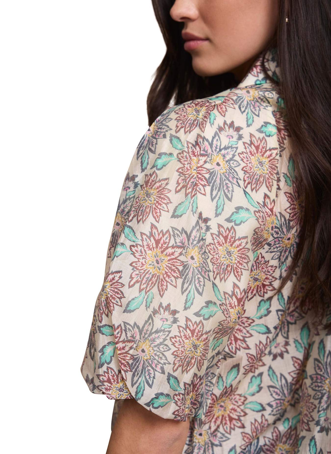 MINT VELVET Floral Print Puff Sleeve Shirt | Nordstrom