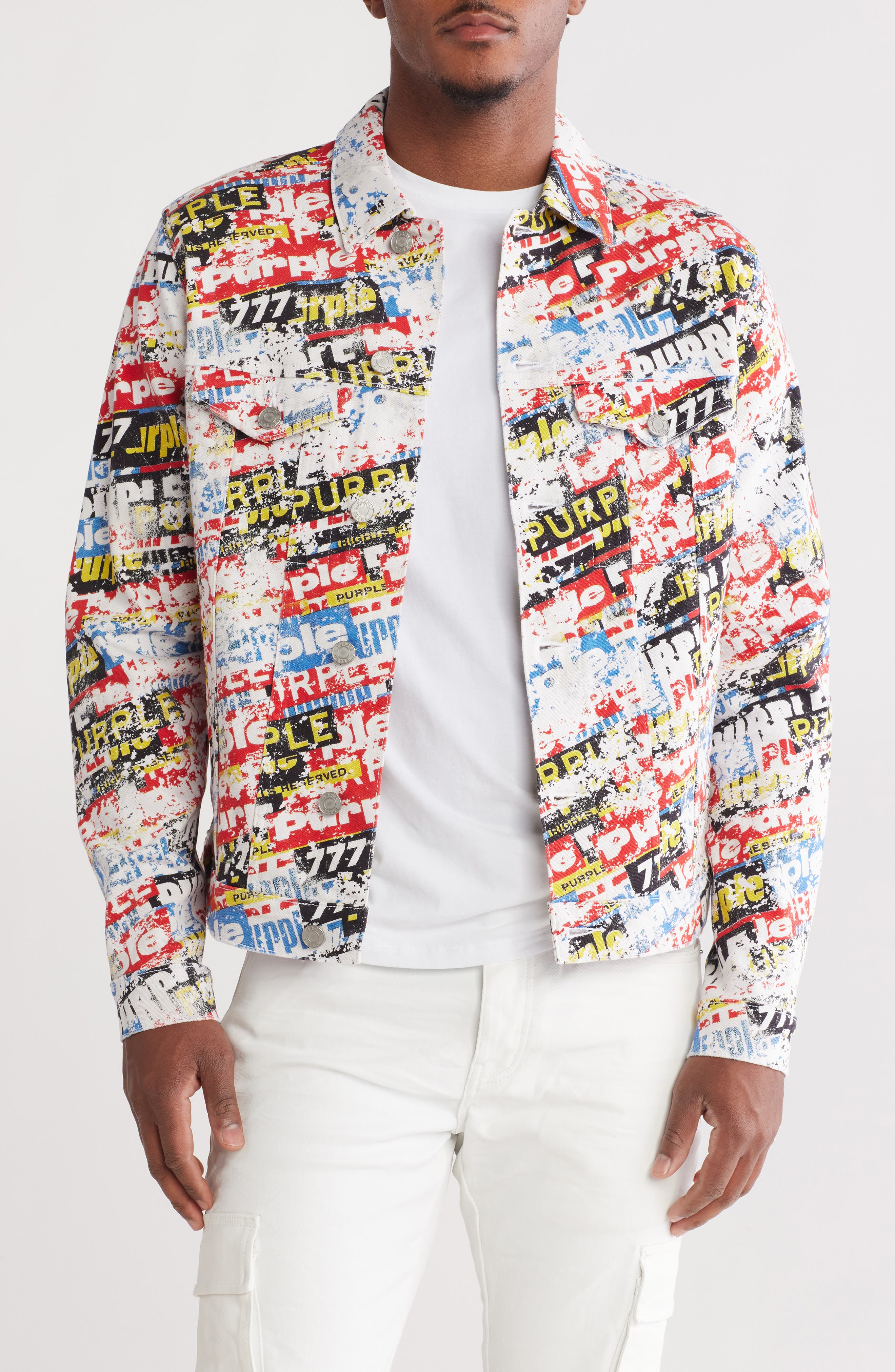 PURPLE BRAND Stickers Trucker Jacket | Nordstromrack