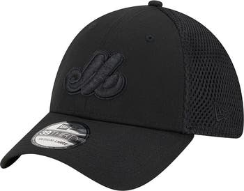 New Era Men's New Era Montreal Expos Black-on-Black Neo Mesh 39THIRTY ...