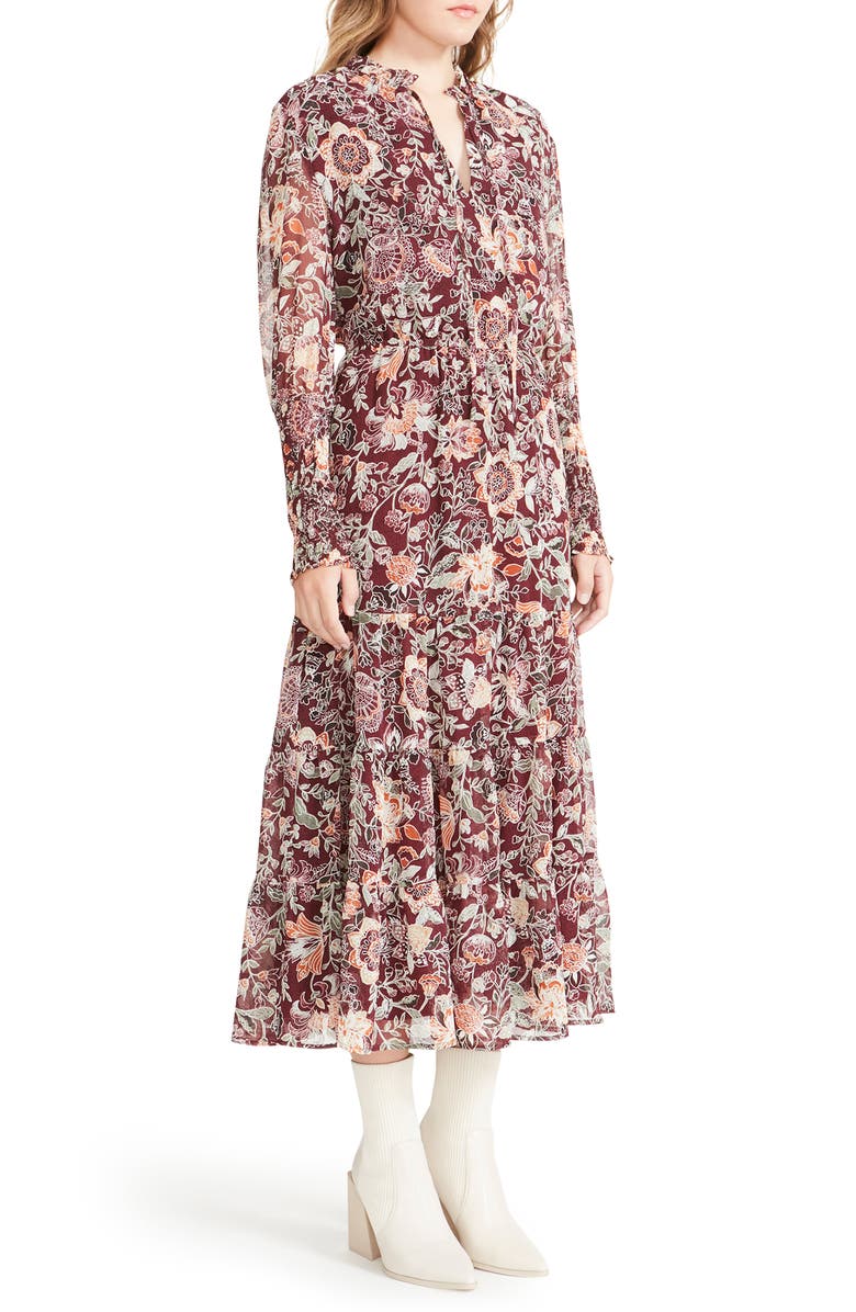 BB Dakota by Steve Madden All Mixed Up Floral Long Sleeve Midi Dress ...