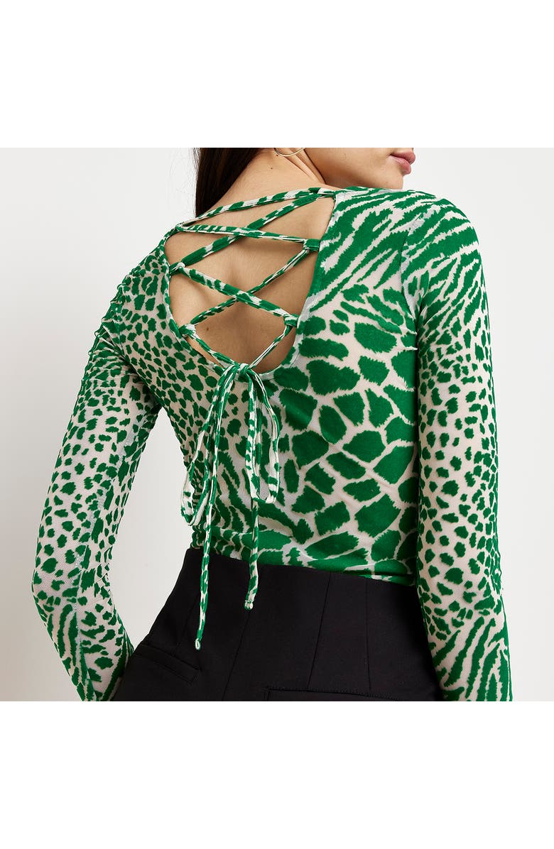 River Island Devore Animal Print Long Sleeve Bodysuit | Nordstrom
