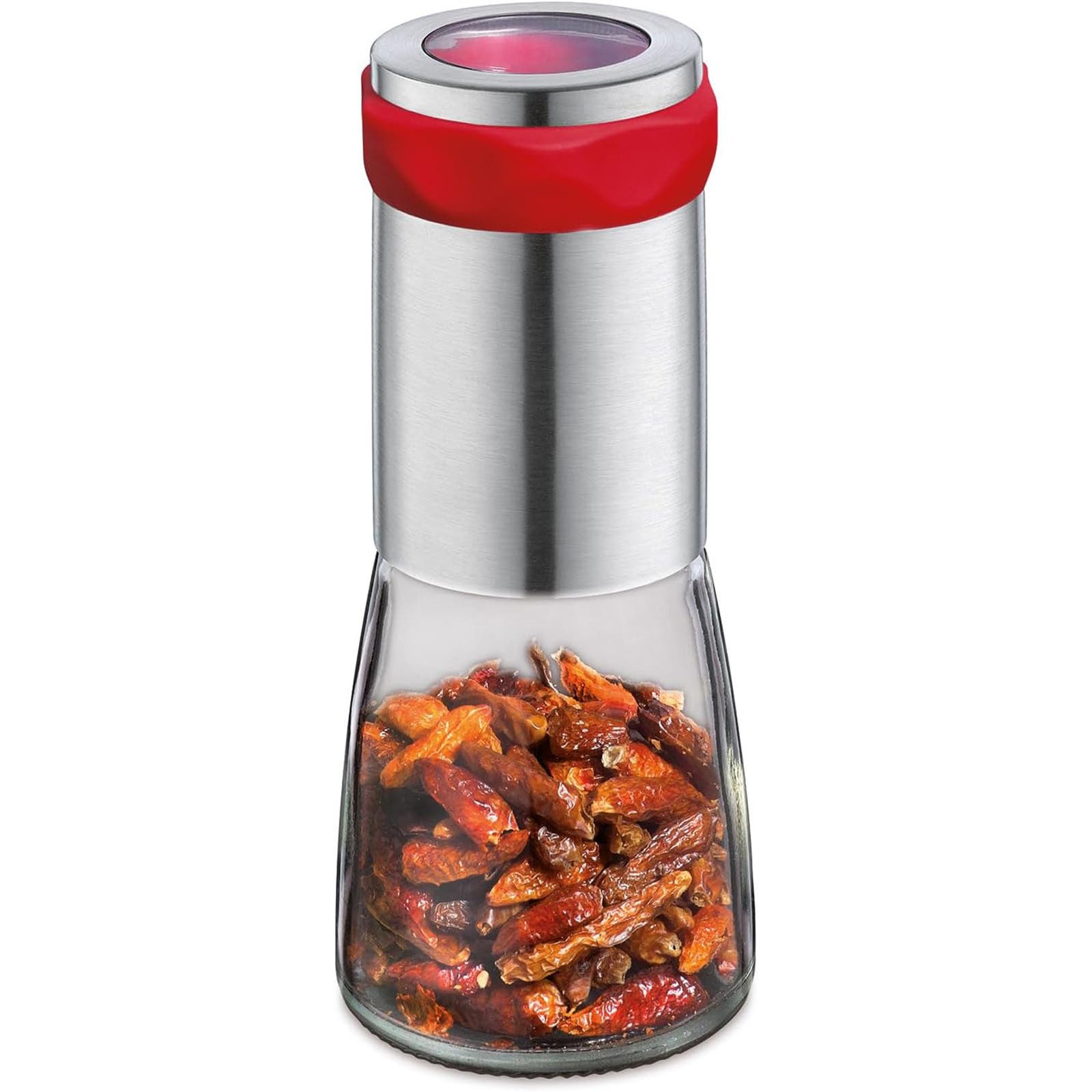 CILIO Premium Piccante Chili Mill Grinder, Red, Glass and Stainless ...